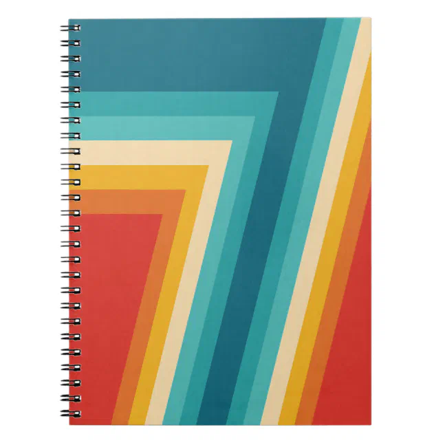 Colorful Retro Stripes - 70s 80s Design Notebook | Zazzle