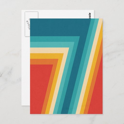 Colorful Retro Stripes - 70s, 80s Design Postcard | Zazzle