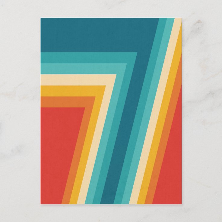 Colorful Retro Stripes - 70s, 80s Design Postcard | Zazzle