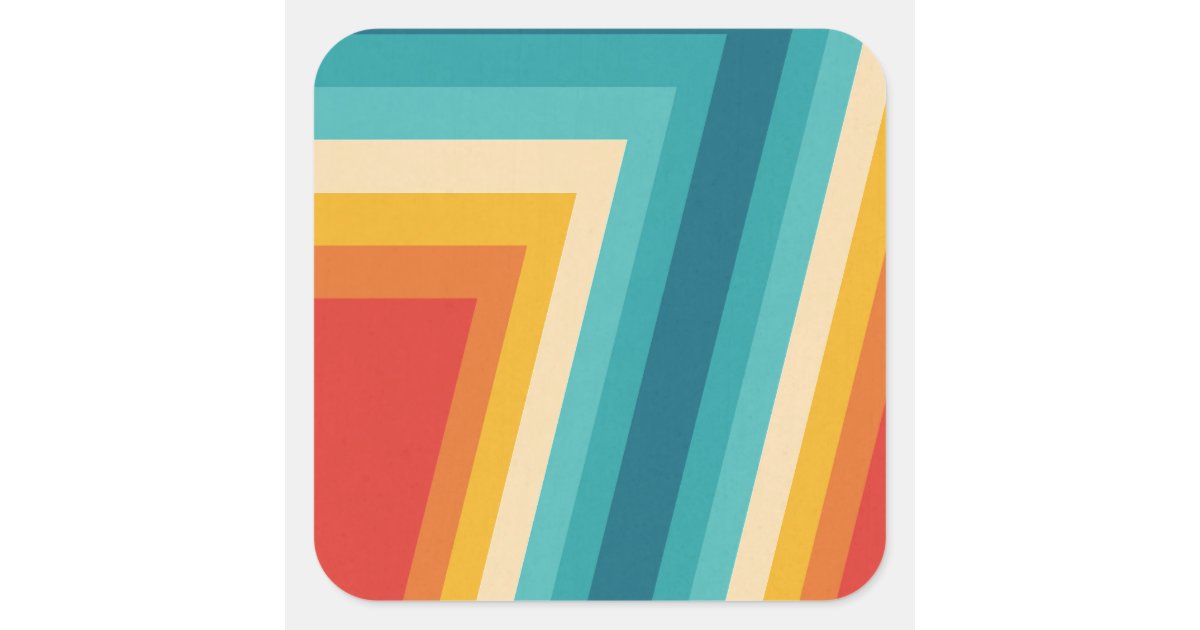 Colorful Retro Stripes - 70s, 80s Design Square Sticker | Zazzle