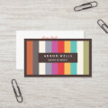 Colorful Retro Stripes Striped Business Card | Zazzle