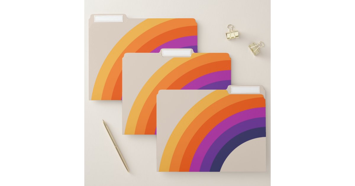 Colorful retro style rainbow art file folder | Zazzle