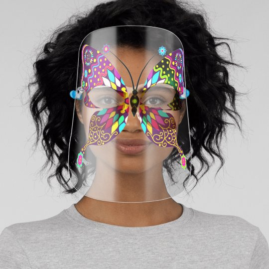 Colorful retro swirls butterfly face shield | Zazzle.com