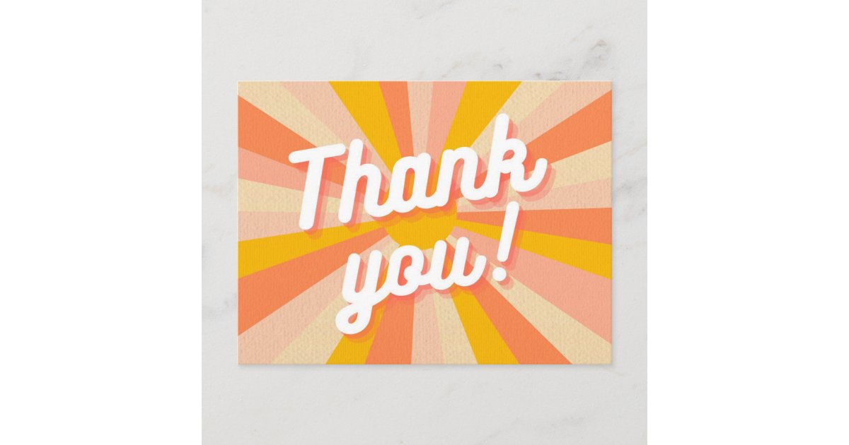 Colorful Retro Thank You postcard | Zazzle