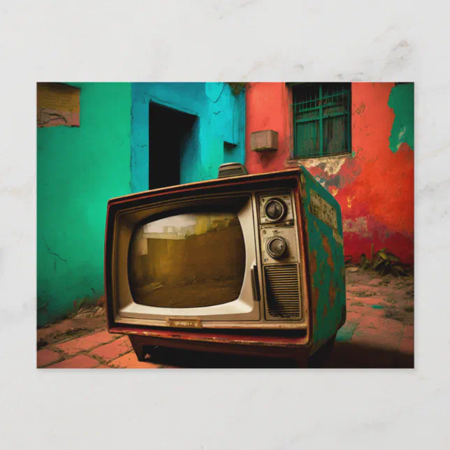 Colorful Retro TV Postcard | Zazzle