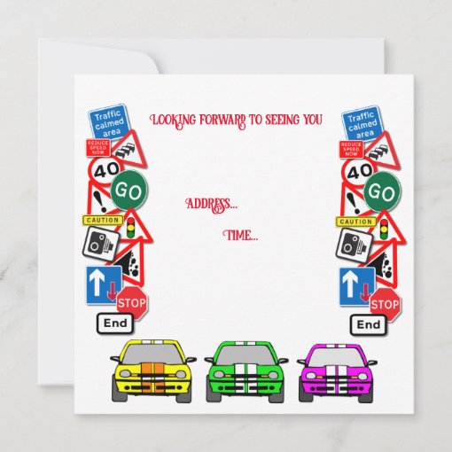 Colorful Road Signs, Birthday Party Invitation | Zazzle
