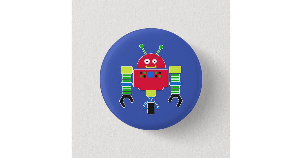 Colorful Robot Button Pin | Zazzle