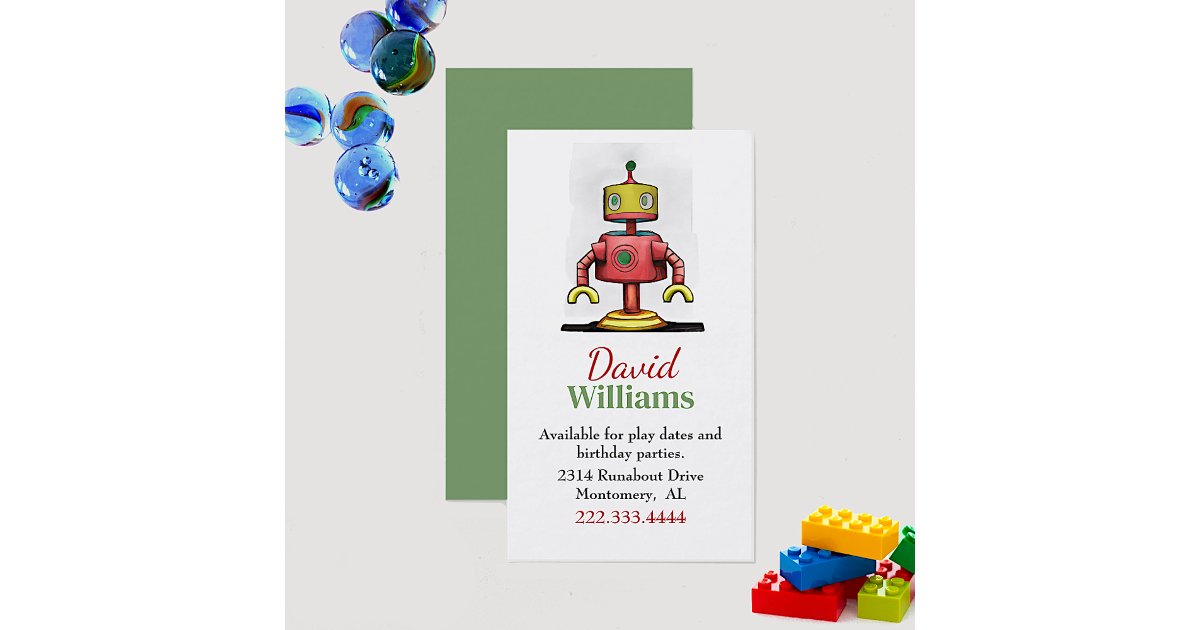 Colorful Robot Children Calling Card | Zazzle