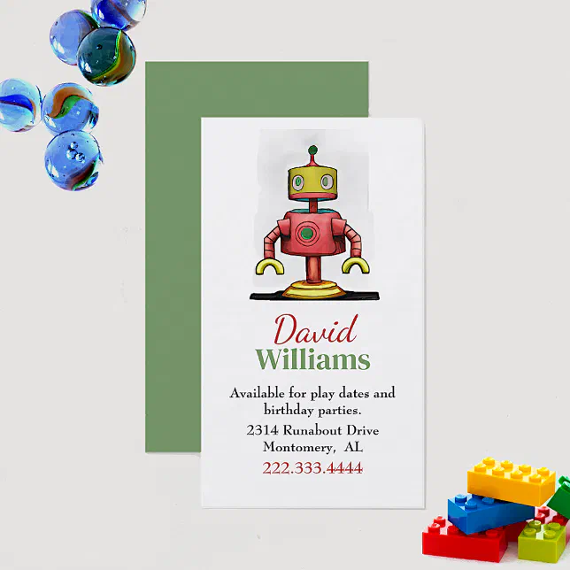 Colorful Robot Children Calling Card | Zazzle