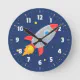 Colorful Rocket Ship, Outer Space, For Kids Room Round Clock | Zazzle