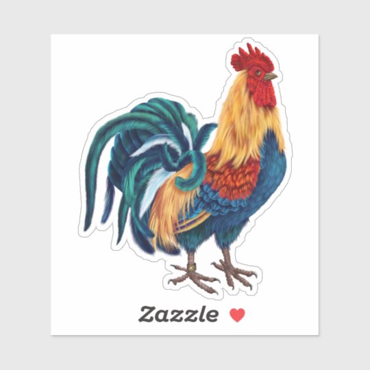 Colorful Rooster Sticker | Zazzle.com