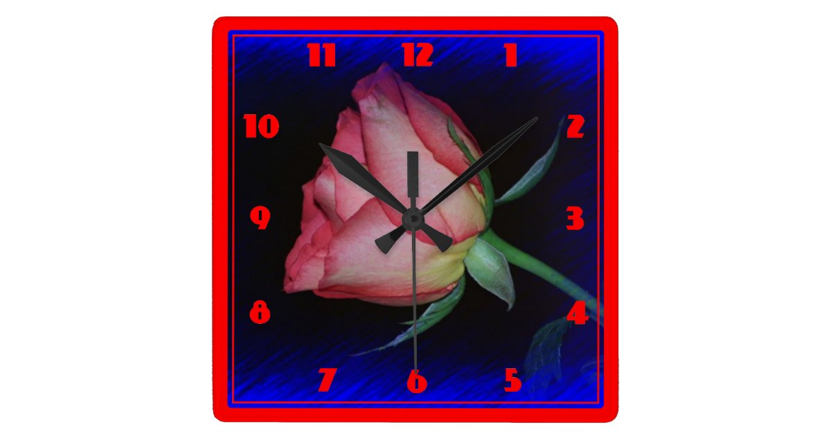 Colorful Rose closeup Square Wall Clock | Zazzle.com