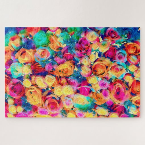Colorful Roses Bouquet Jigsaw Puzzle | Zazzle