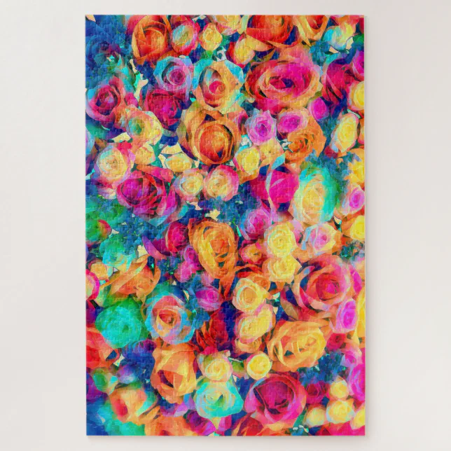 Colorful Roses Bouquet Jigsaw Puzzle | Zazzle