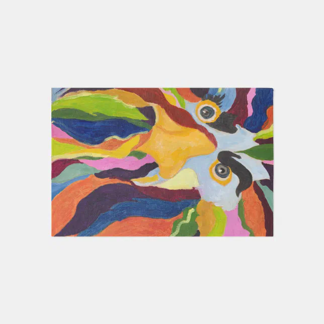 Colorful Rug featuring Maurice, Angry Rooster | Zazzle