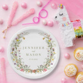 Colorful rustic wildflower wedding paper plates | Zazzle