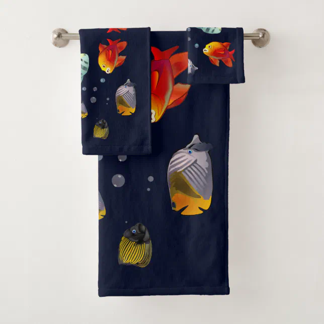 Colorful Saltwater Fish Bath Towel Set | Zazzle