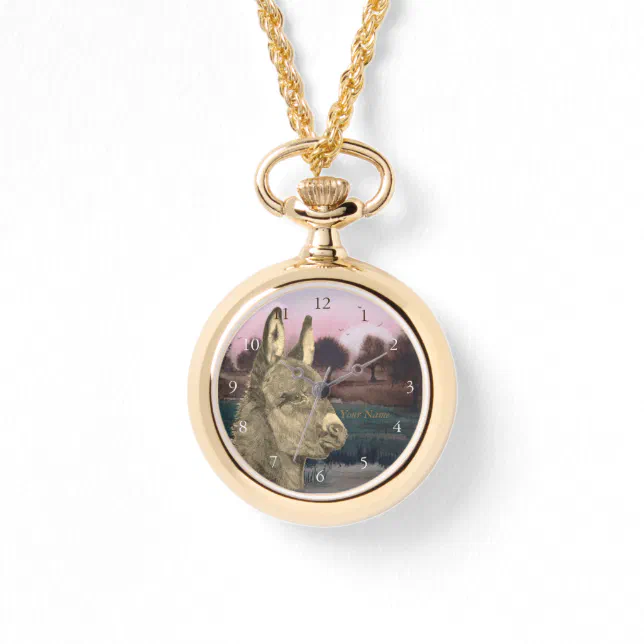 colorful scenic lifelike picture of cute donkey watch | Zazzle