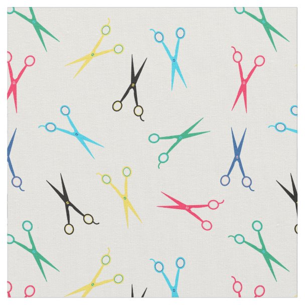 colorful scissors pattern fabric | Zazzle.com