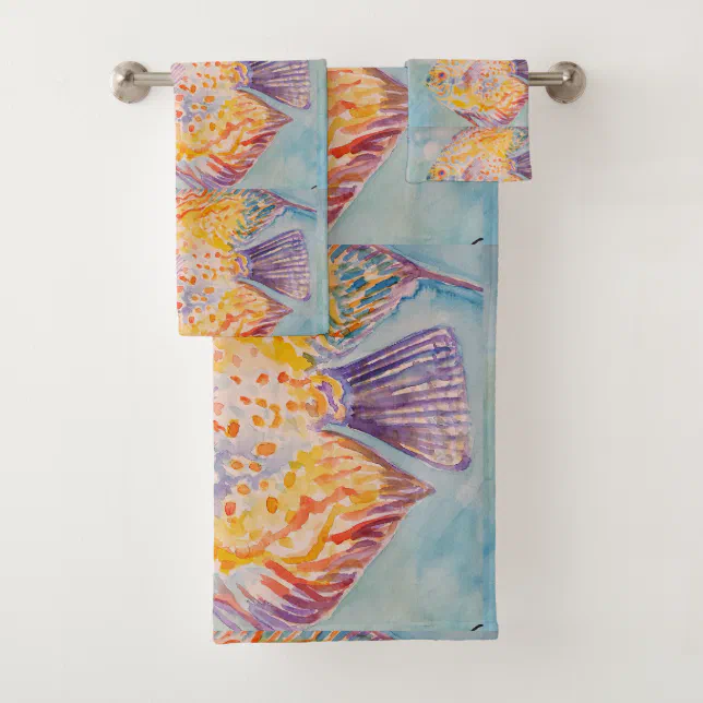 Colorful Sea Fish Ocean Beach Sea Shower Bath Towel Set | Zazzle