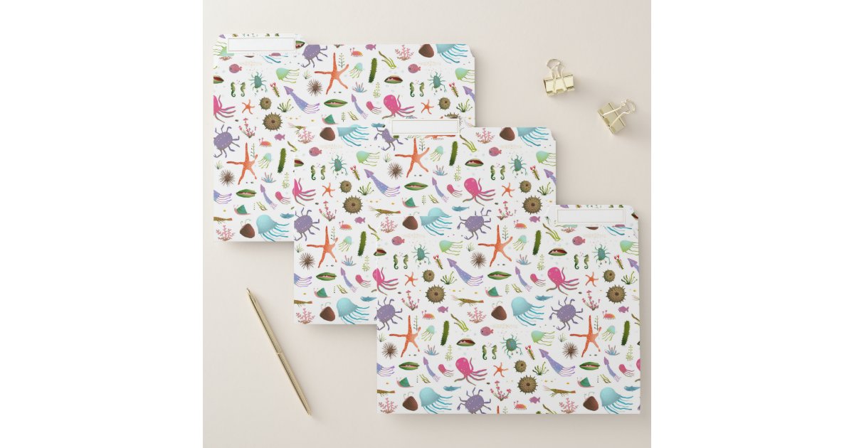 Colorful Sea Life File Folder | Zazzle