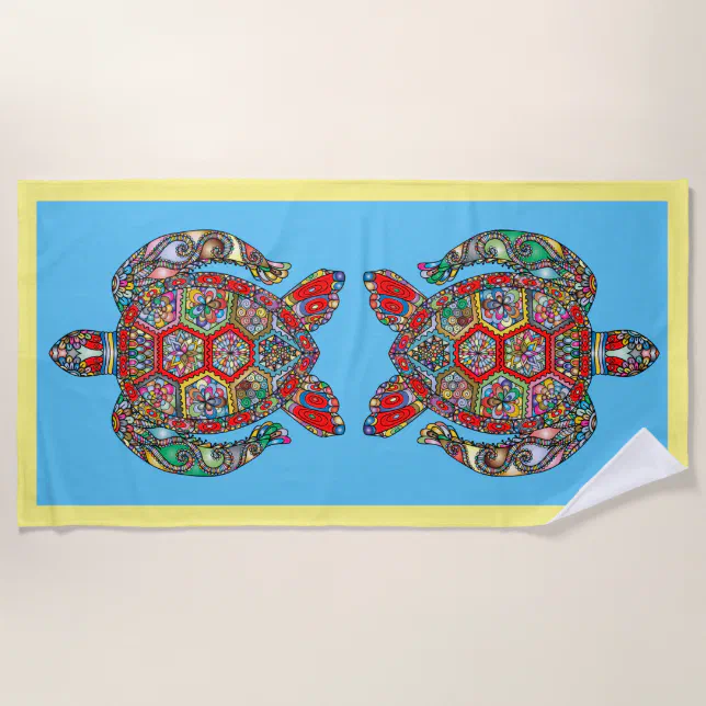 Colorful Sea Turtle Beach Towel | Zazzle