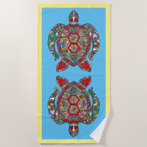 Colorful Sea Turtle Beach Towel | Zazzle