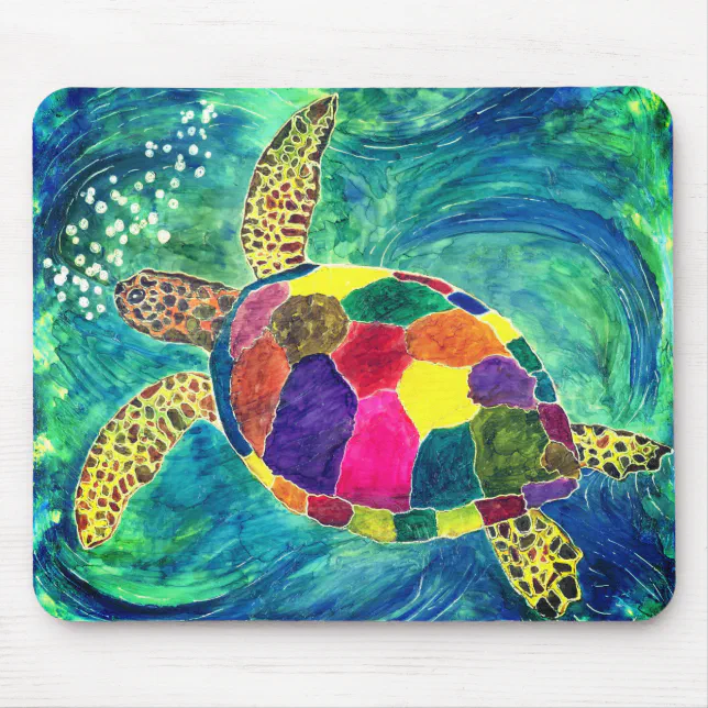 Colorful Sea Turtle Mouse Pad | Zazzle