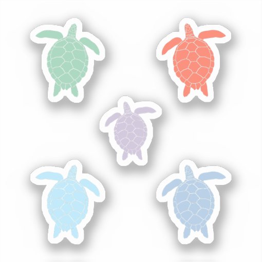 Colorful Sea Turtle Stickers Set | Zazzle