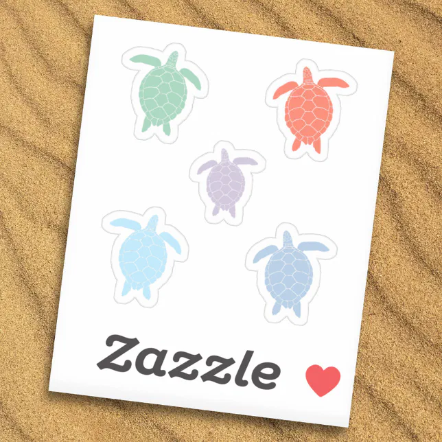 Colorful Sea Turtle Stickers Set | Zazzle