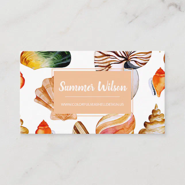 Colorful Seashells Business Card | Zazzle
