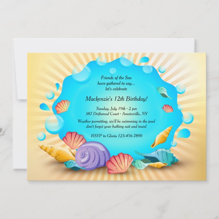 Colorful Seashells Invitation | Zazzle