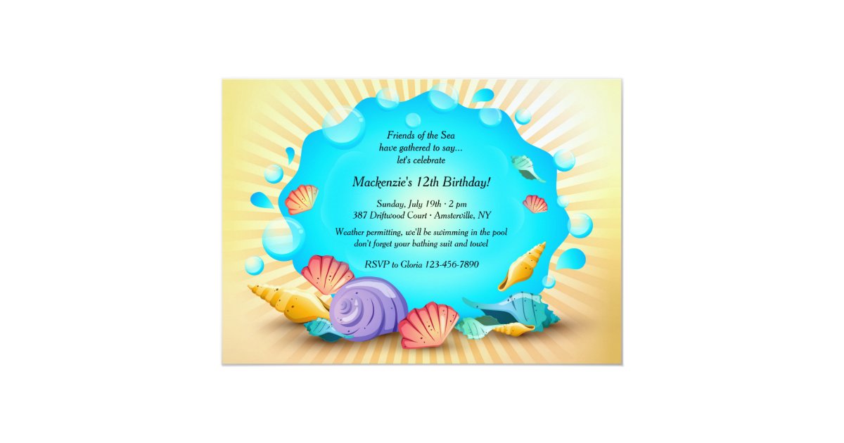 Colorful Seashells Invitation | Zazzle.com
