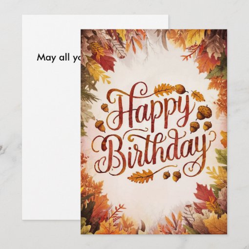 Colorful Season Autumn Fall Happy Birthday Card | Zazzle