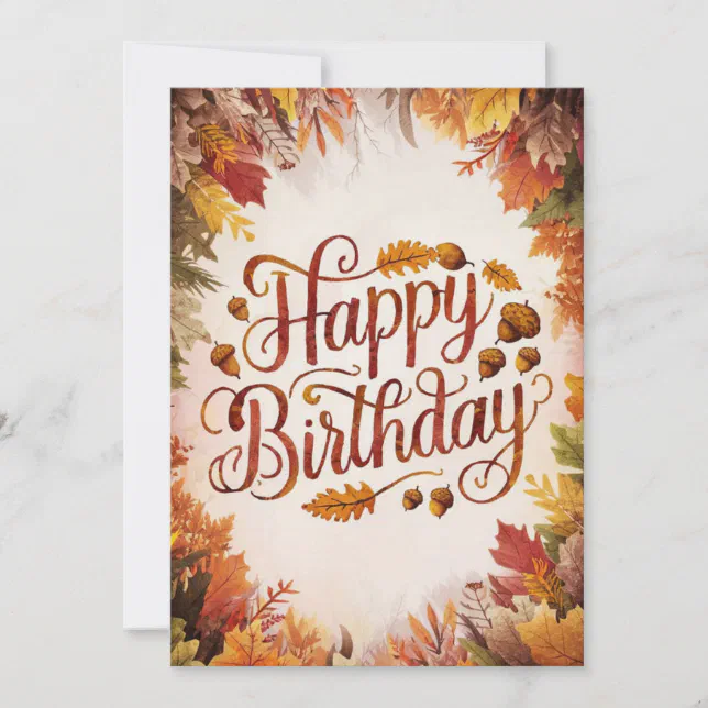 Colorful Season Autumn Fall Happy Birthday Card | Zazzle