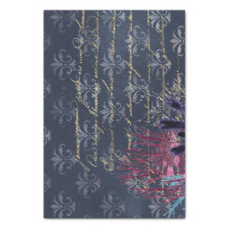 Colorful Seaweed and Fish on Blue Decoupage Tissue Paper | Zazzle