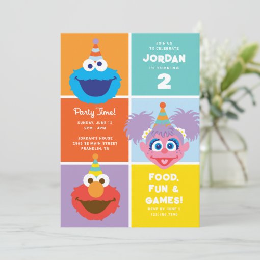 Colorful Sesame Street Characters | Birthday Invitation | Zazzle