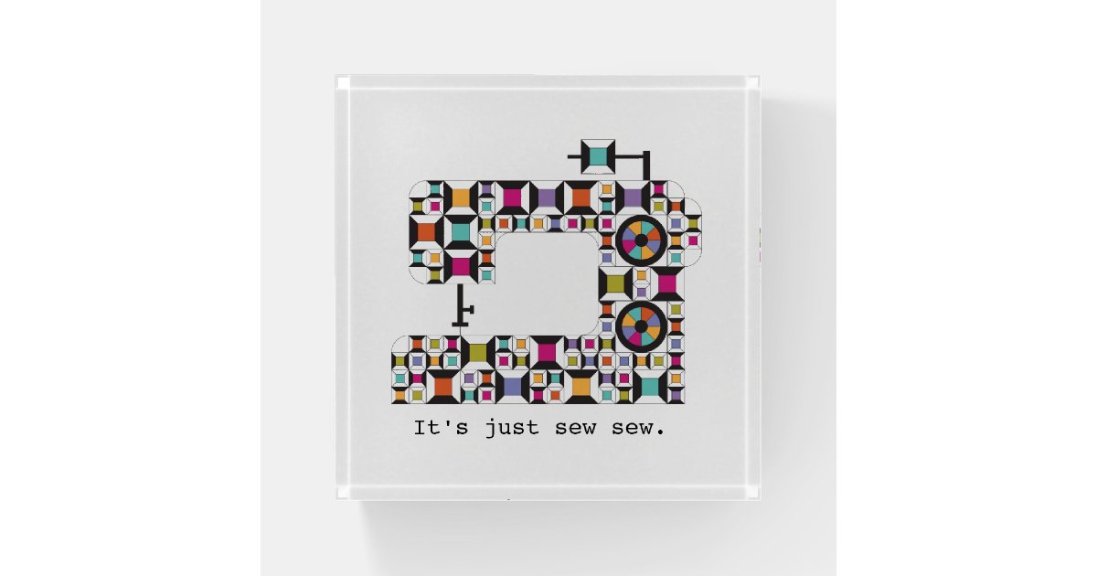 Colorful Sewing Machine Quilt Pattern Paperweight | Zazzle