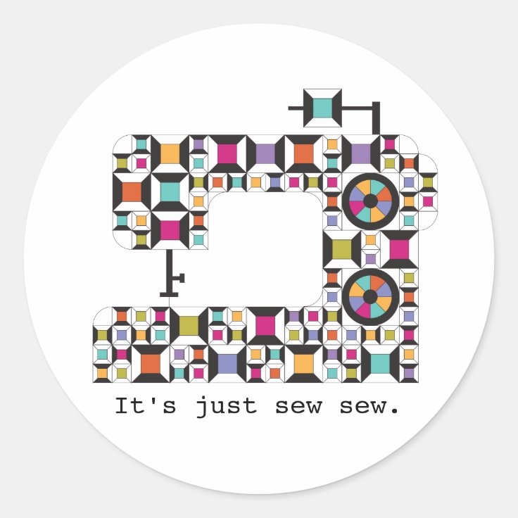 Colorful Sewing Machine Quilt Pattern Stickers | Zazzle