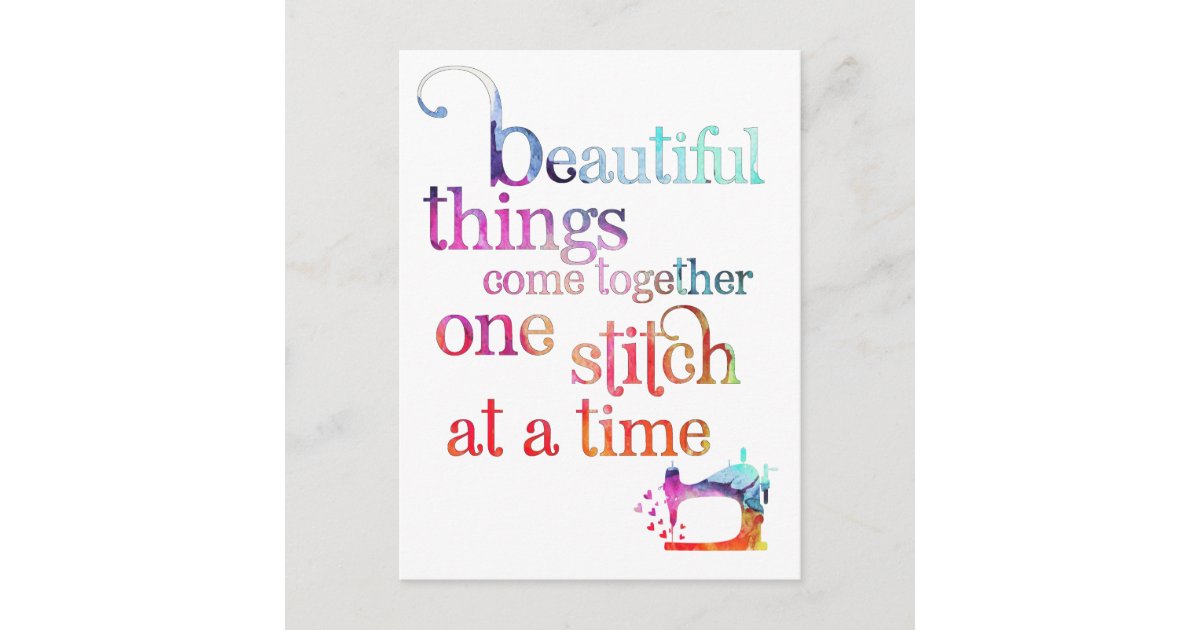 Colorful Sewing Quote Postcard | Zazzle
