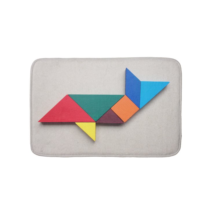 Colorful shark Tangram Bathroom Mat | Zazzle