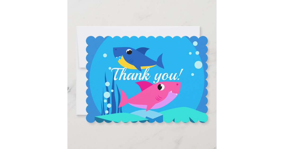 Colorful Sharks Thank You Card | Zazzle