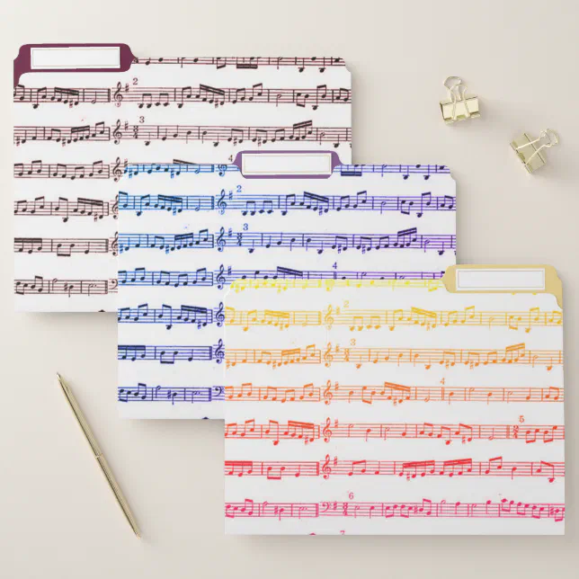 Colorful sheet music file folder | Zazzle