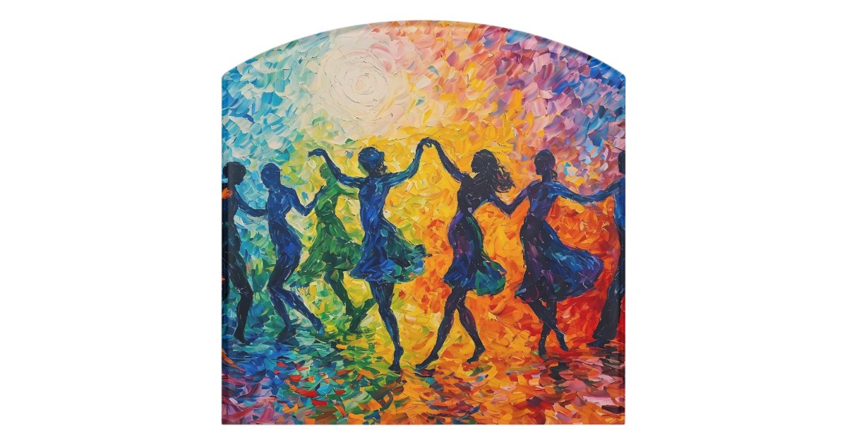 Colorful Silhouettes Dancing Door Sign | Zazzle