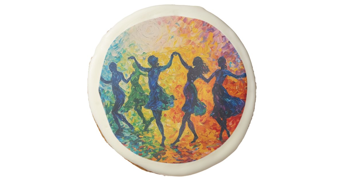 Colorful Silhouettes Dancing Sugar Cookie | Zazzle