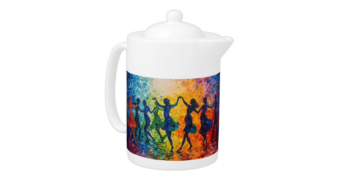 Colorful Silhouettes Dancing Teapot | Zazzle