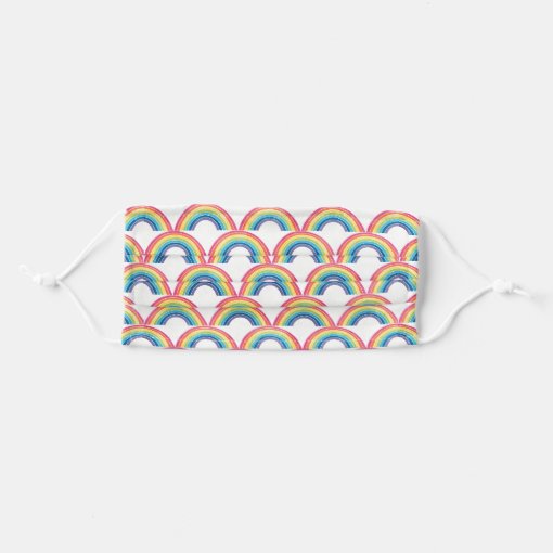 Colorful Simple Rainbow Colors Stripes Pattern Adult Cloth Face Mask ...