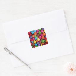 Colorful skittles candy square sticker | Zazzle