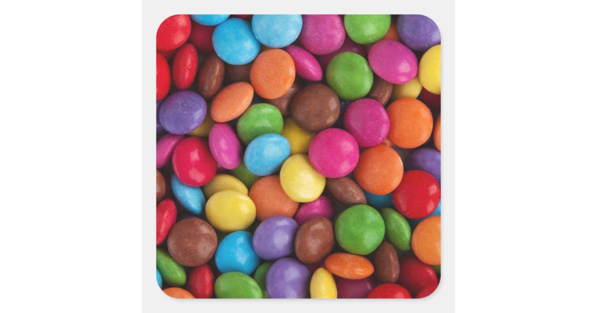 Colorful skittles candy square sticker | Zazzle