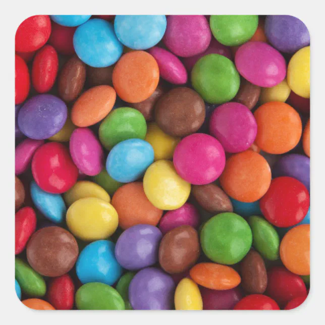 Colorful skittles candy square sticker | Zazzle